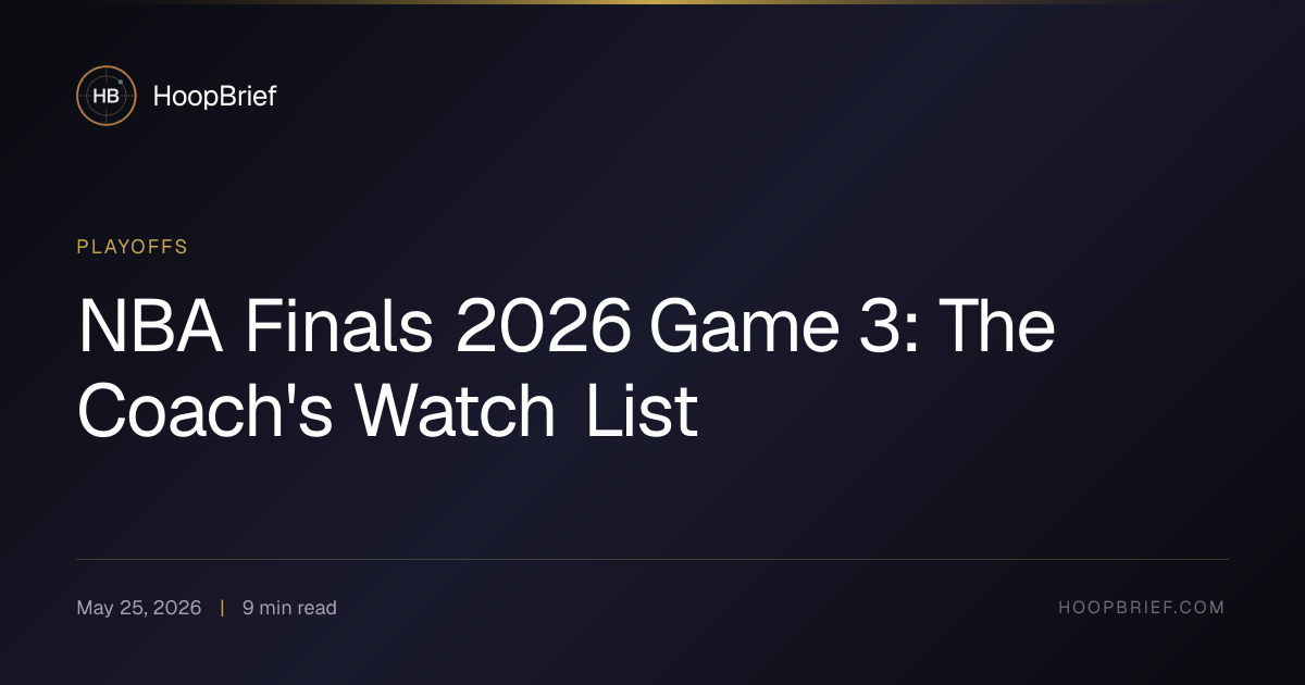 NBA Finals 2026 Game 3: The Coach's Watch List | HoopBrief